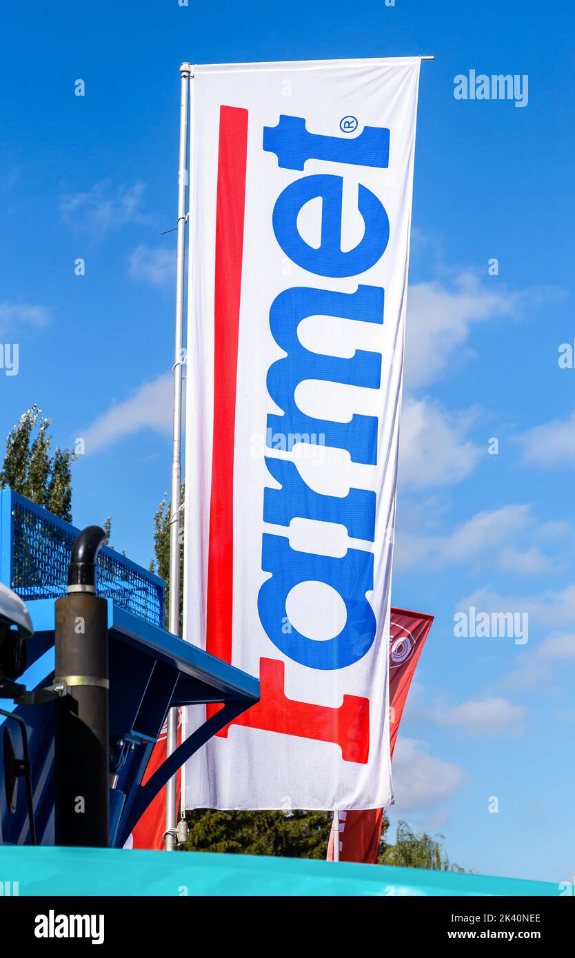 Samara, Russia - September 24, 2022: Dealership flag Farmet at the ...