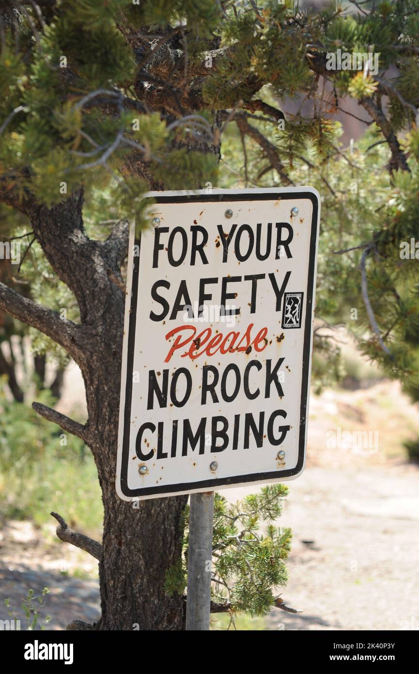 For your safety, please no rock climbing sign - stock photo Stock Photo ...