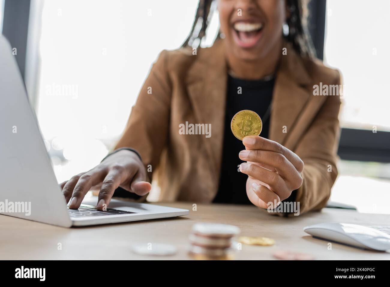 KYIV, UKRAINE - APRIL 27, 2022: Cropped view of blurred african ...