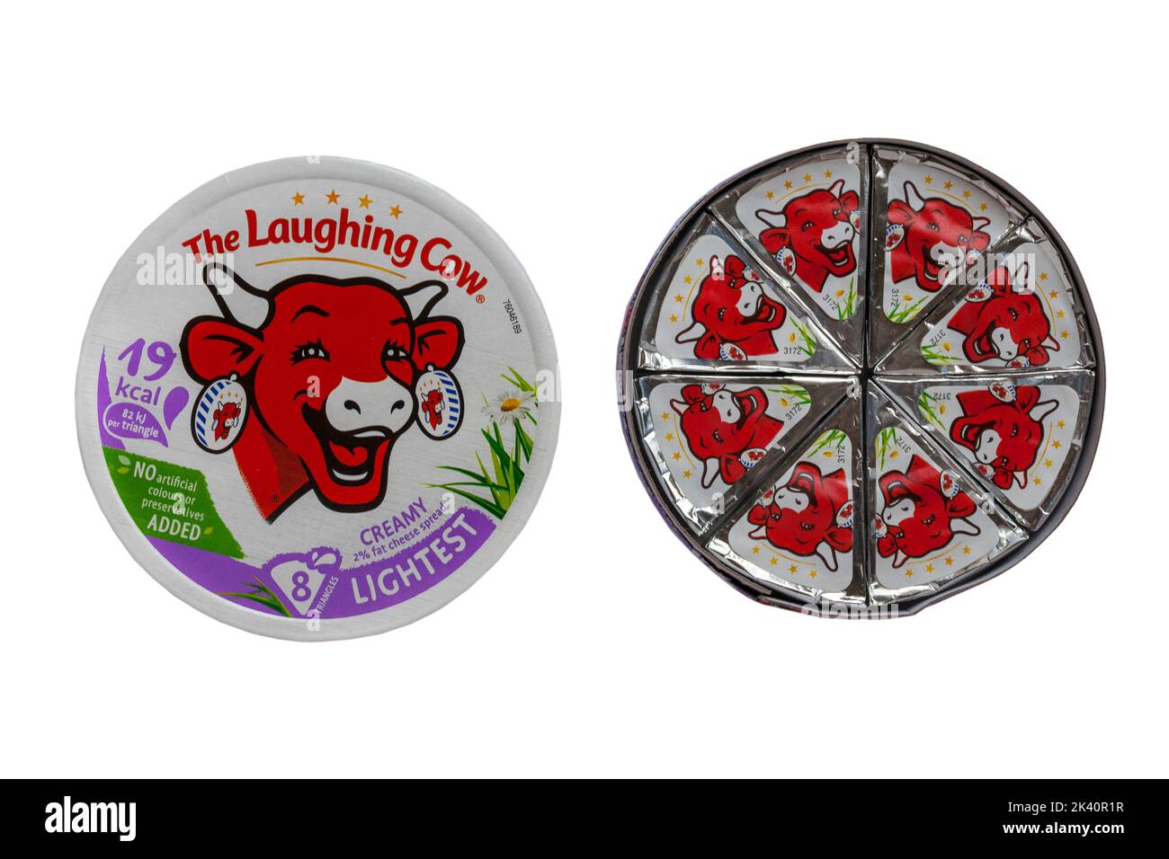 Packet of The Laughing Cow Lightest creamy 2% fat cheese spread with ...
