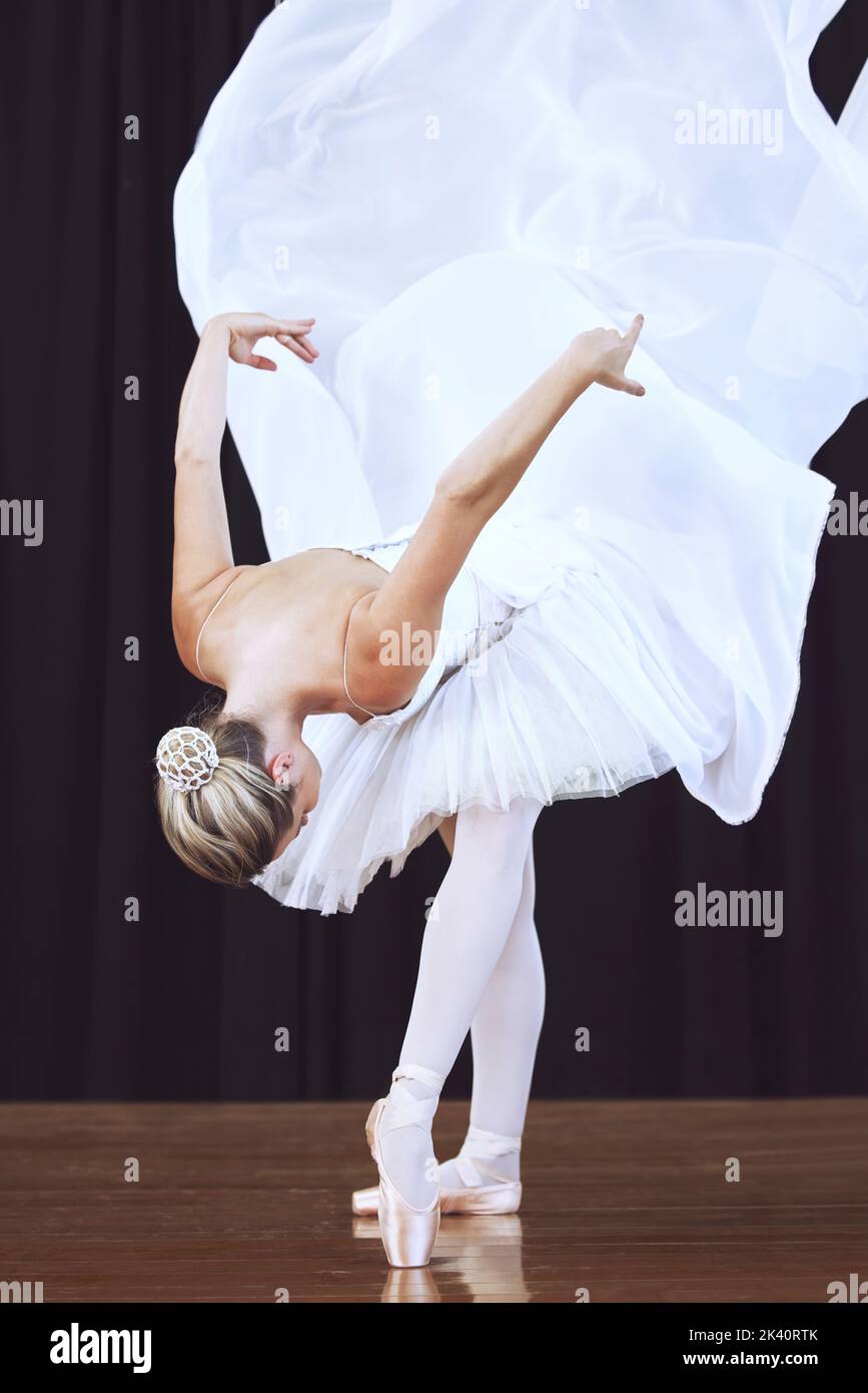 Woman after ballet performance, dancer practicing to be professional ...