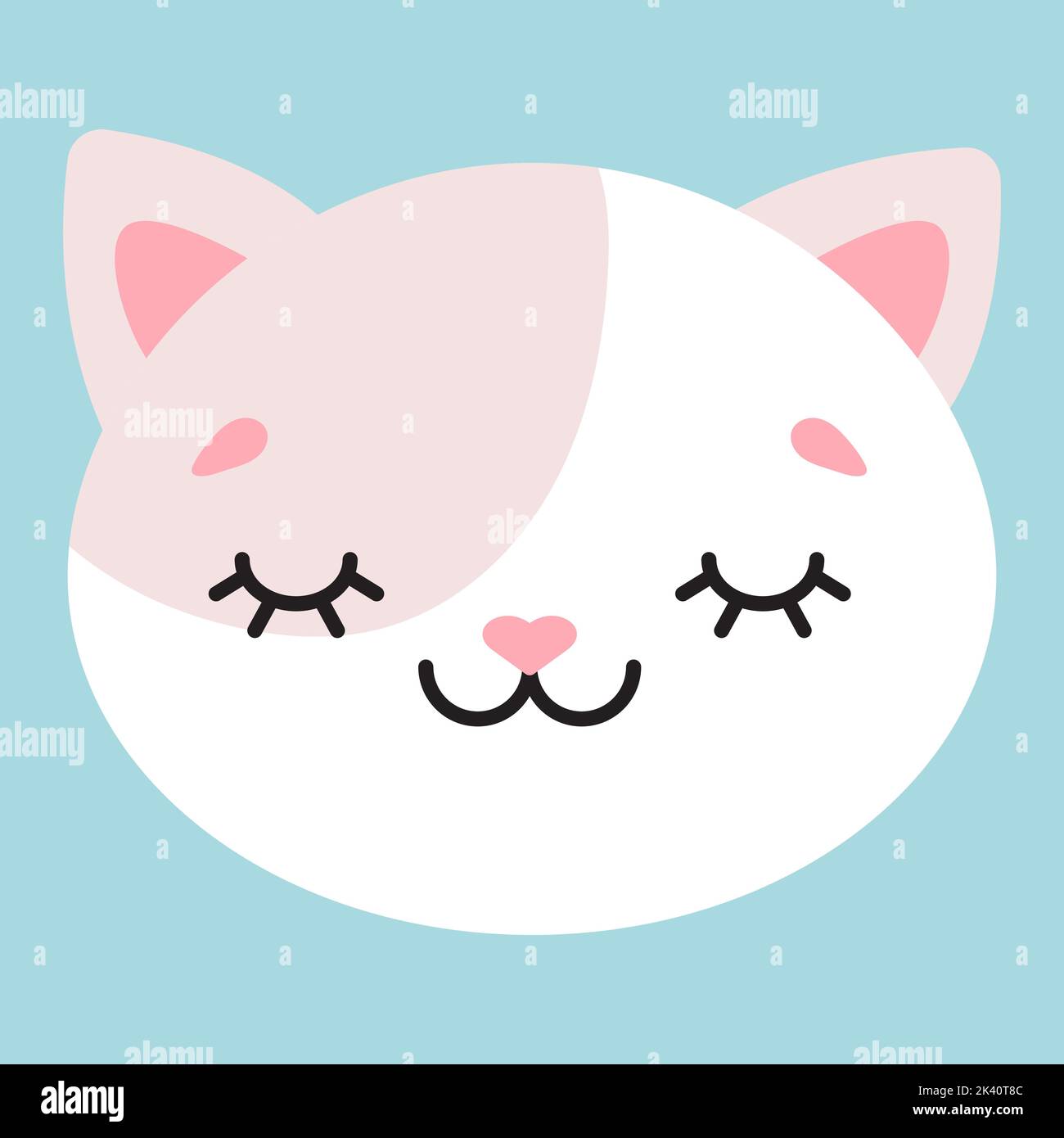 Cute simple flat illustration of a cat head. Vector illustration Stock ...