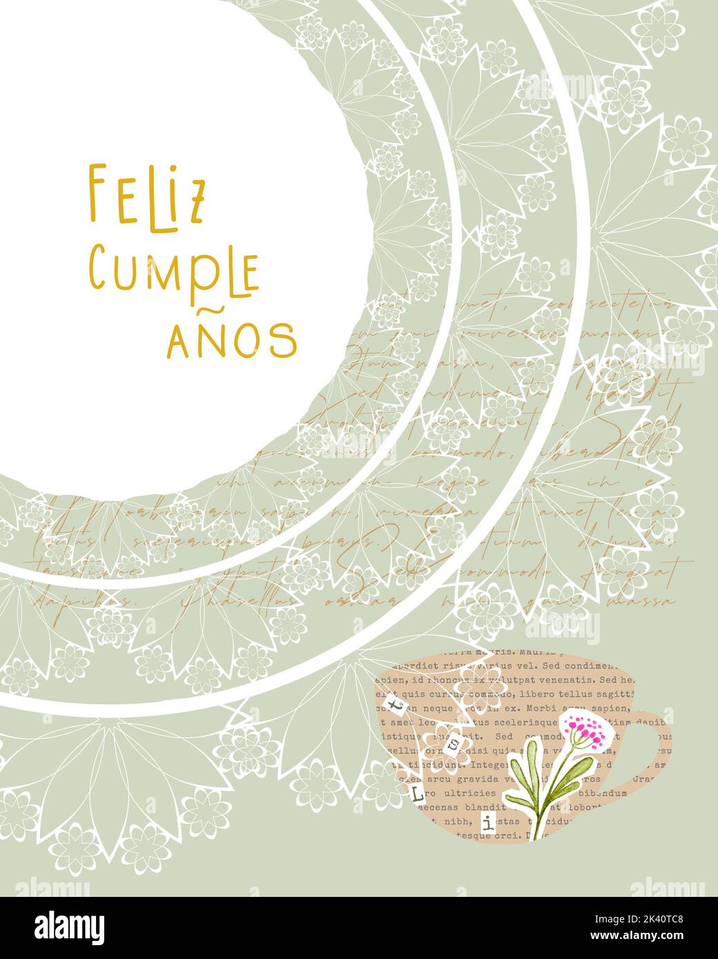 Feliz Cumpleanos Happy Birthday, written in spanish language, postcard ...