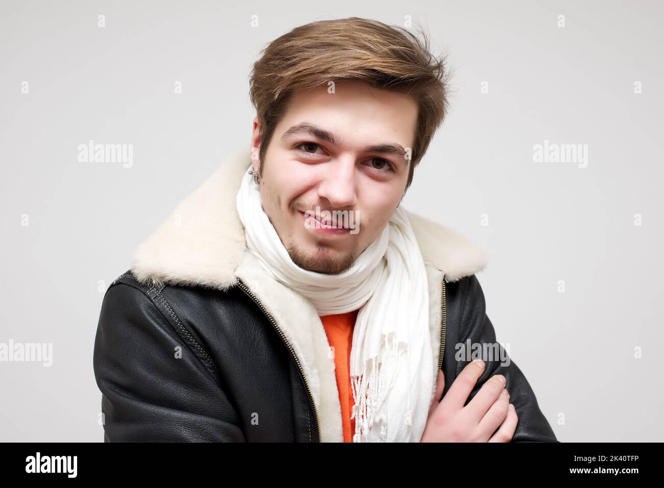 Fashion handsome young man smiling stock photo Stock Photo - Alamy Fashion handsome young man smiling stock photo Stock Photo - Alamy