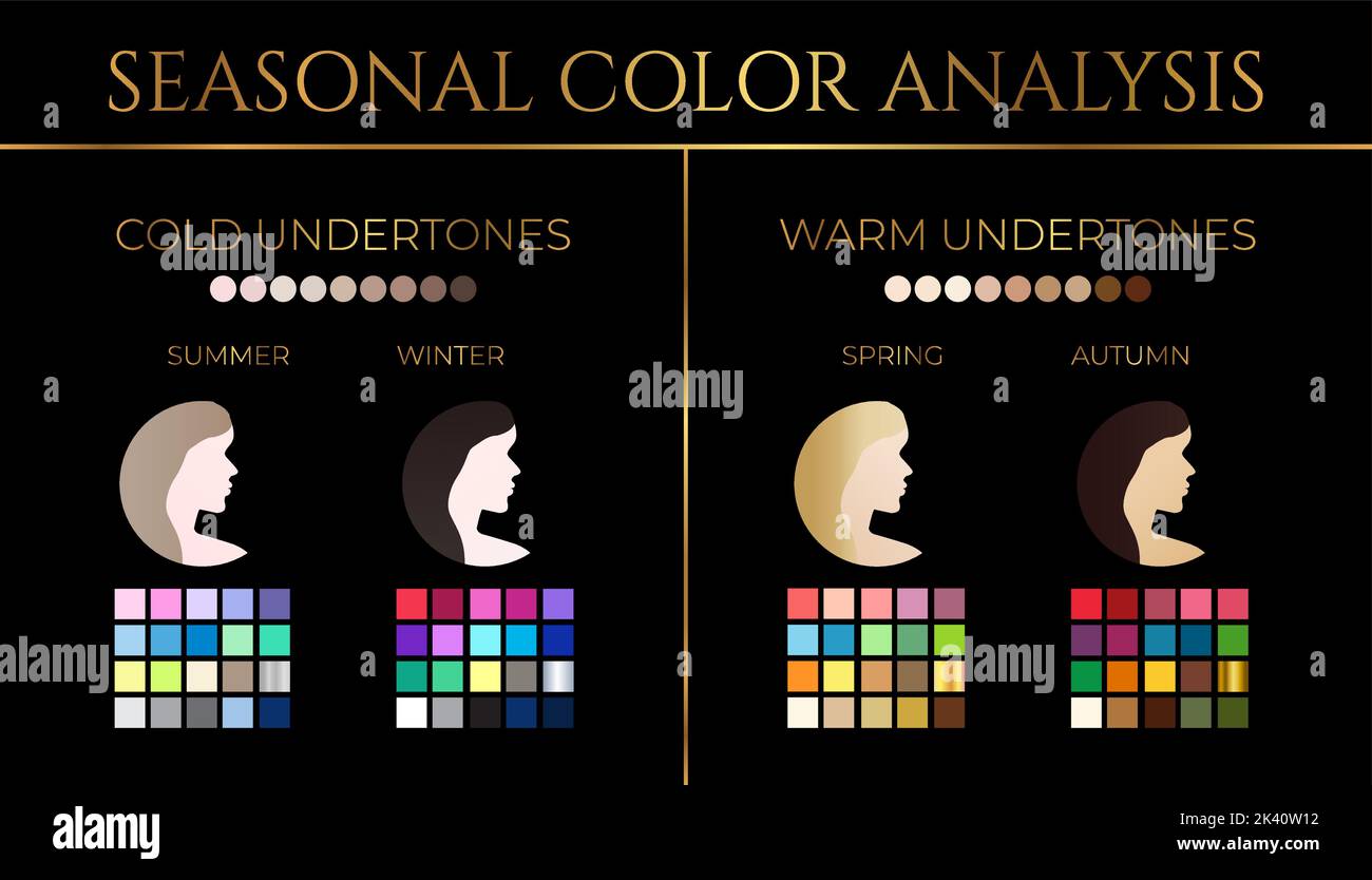 Elegant Black and Gold Seasonal Skin Color Analysis Illustration with ...