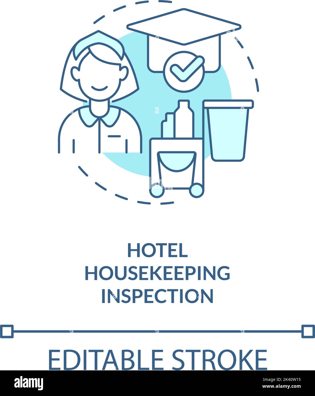 Hotel housekeeping inspection turquoise concept icon Stock Vector Image ...