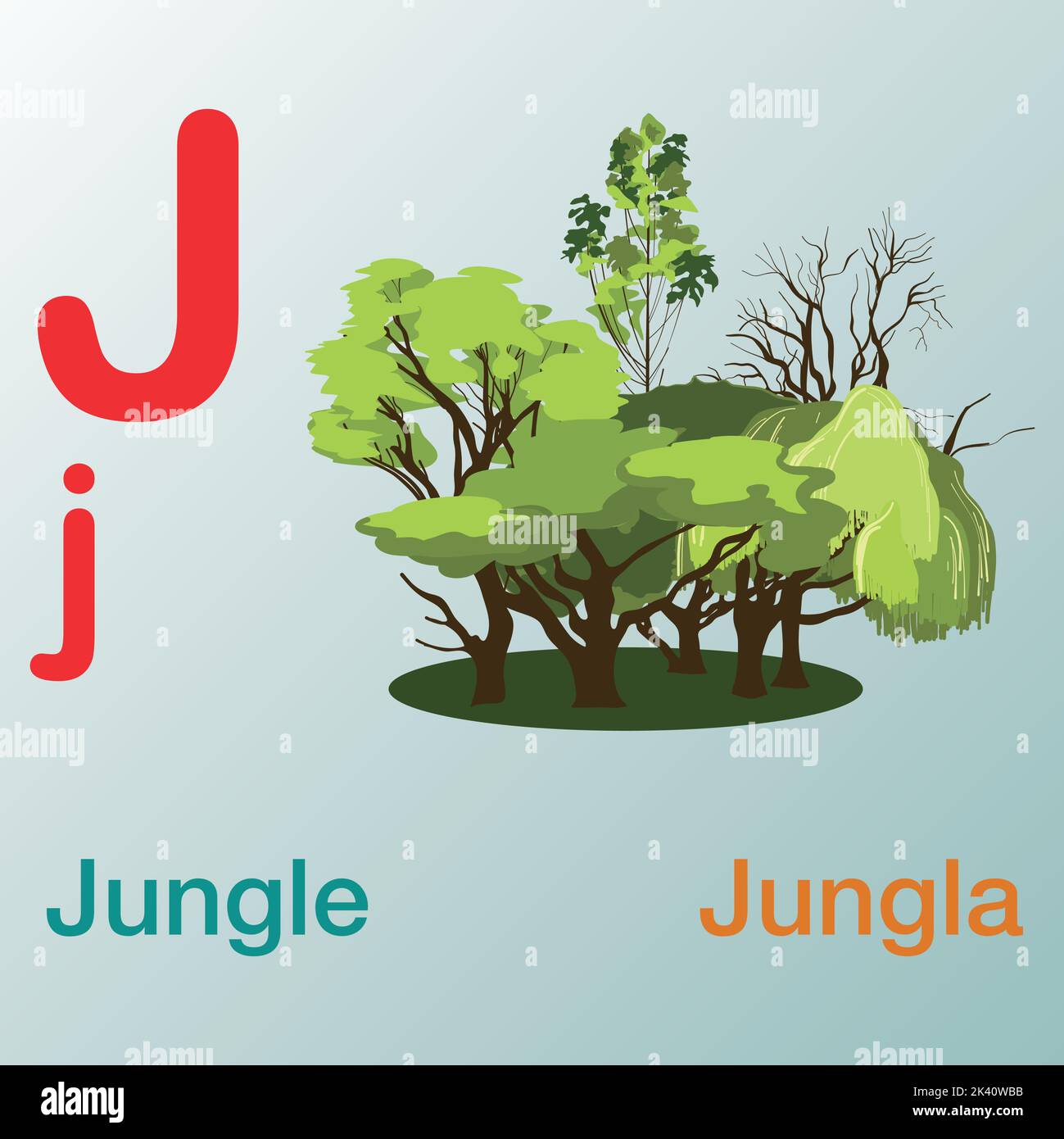 A kids book design of a Jungle for learning the letter J Stock Vector ...