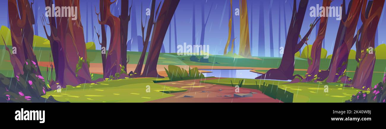 Deciduous trees rainy day Stock Vector Images - Alamy