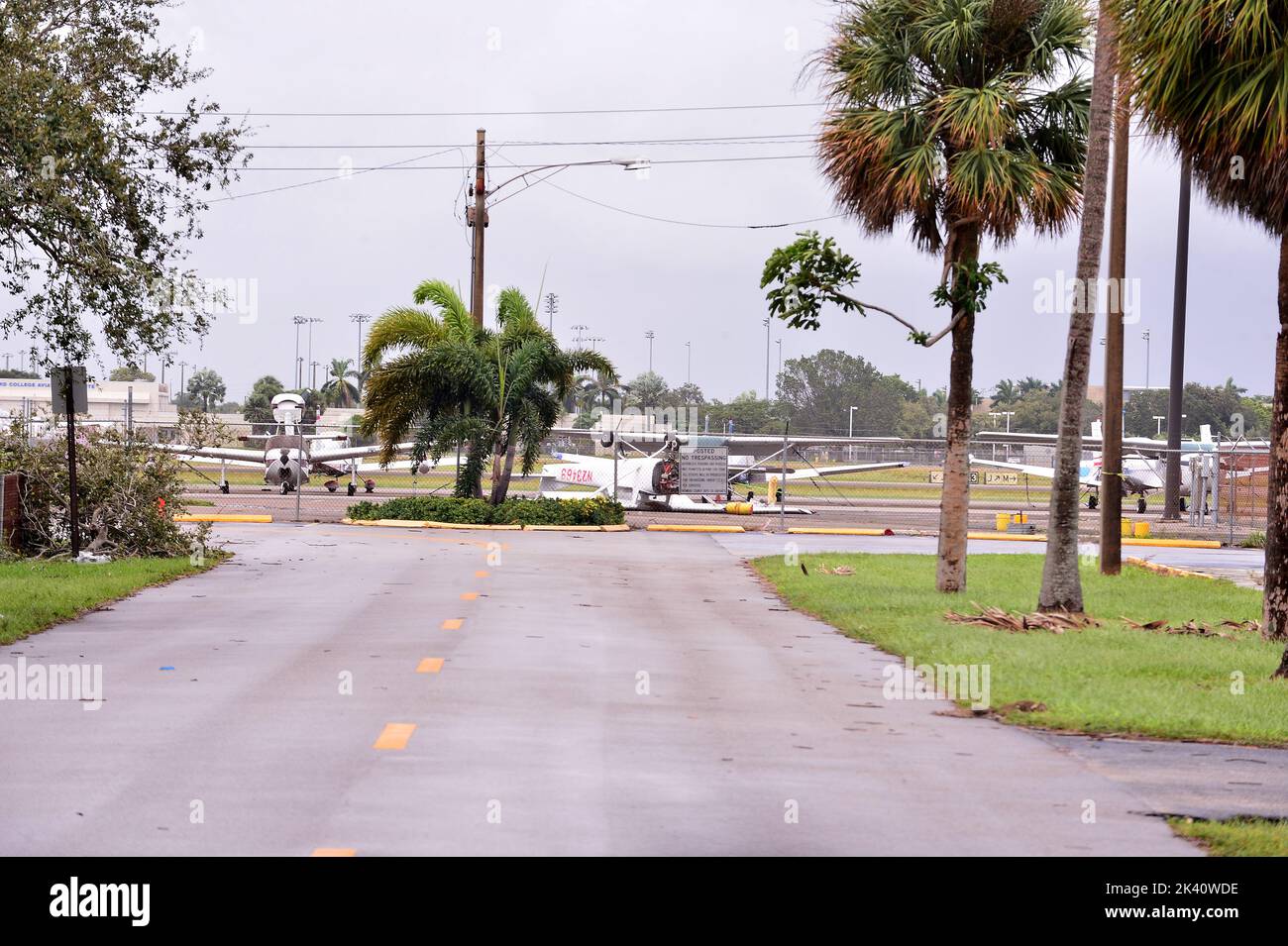 Florida, USA. 28th Sep, 2022. Airplanes damages at the North Perry ...