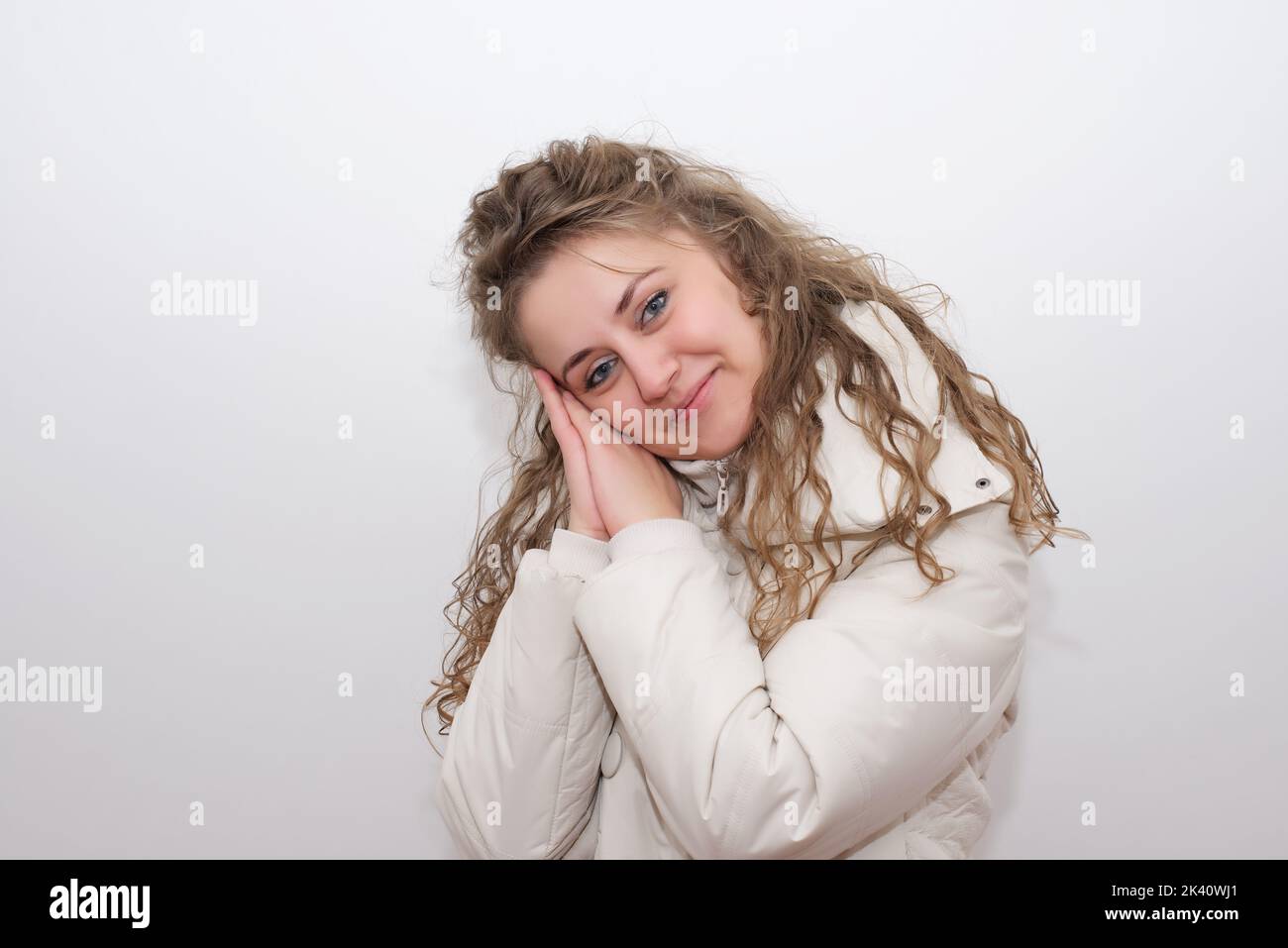 Yawning tired woman. Beautiful caucasian model isolated on white ...