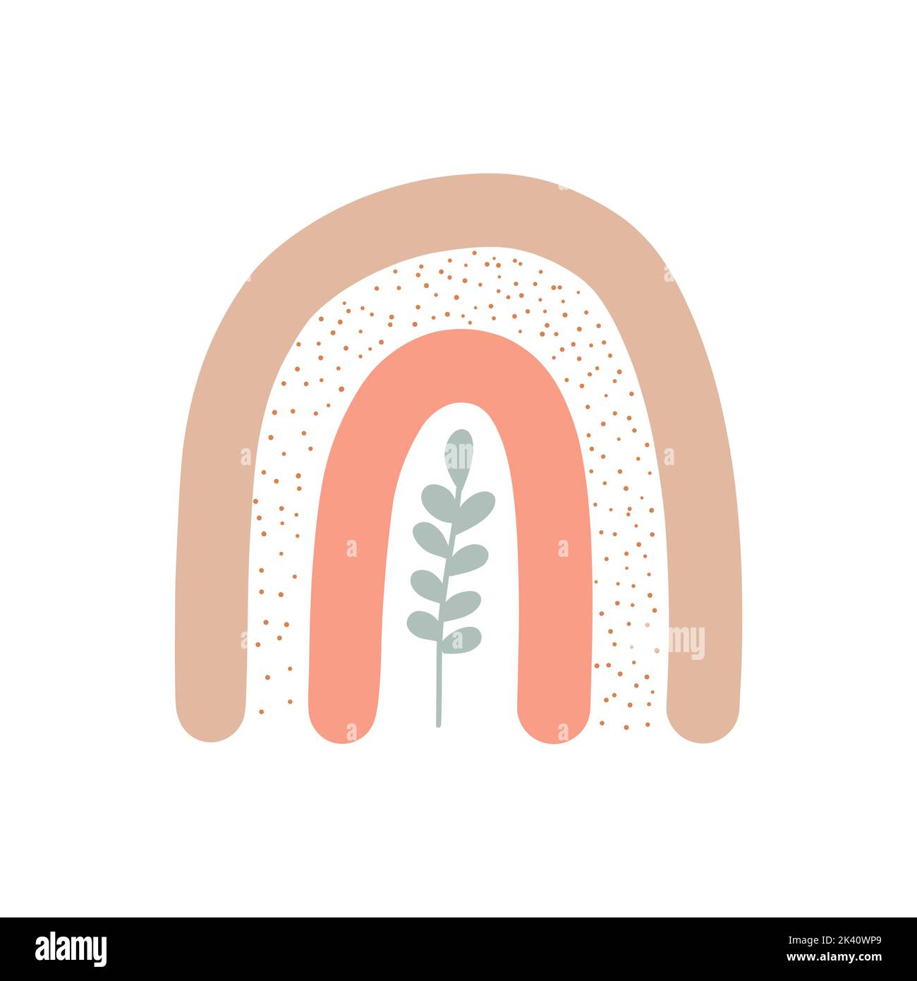 Pastel boho rainbow. Cute hand drawn modern stickers for nursery ...