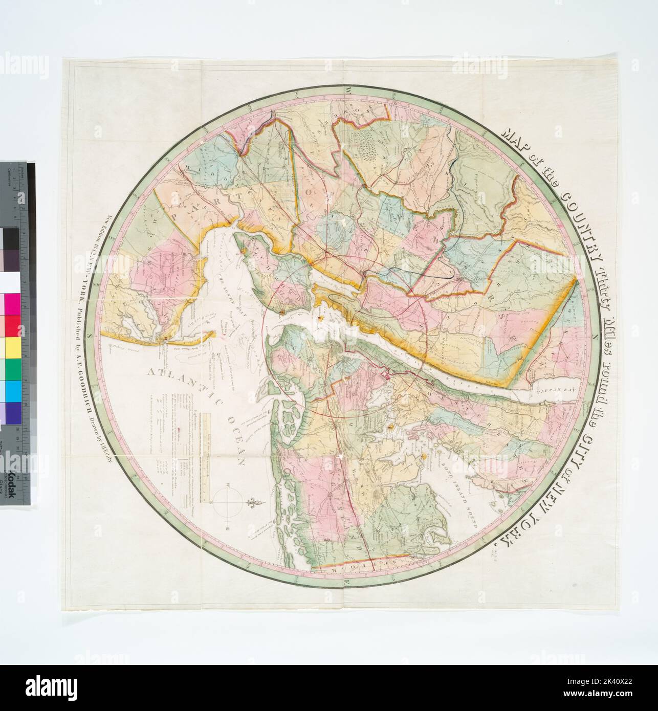 Map of the country thirty miles round the city of New York Cartographic. Maps. 1842. Lionel ...