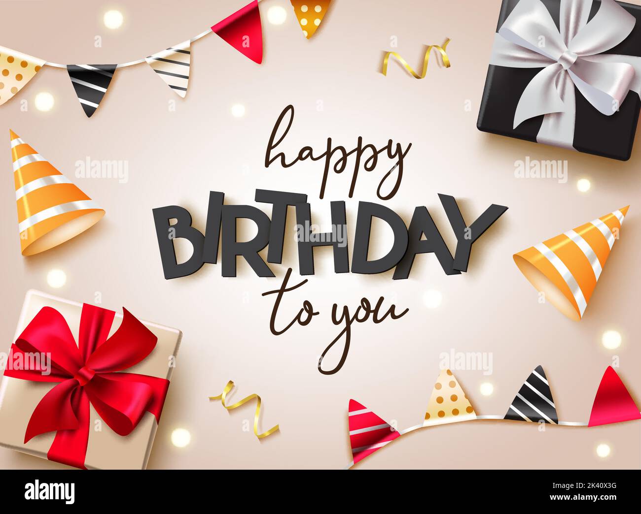 Birthday greeting vector background design. Happy birthday to you text ...