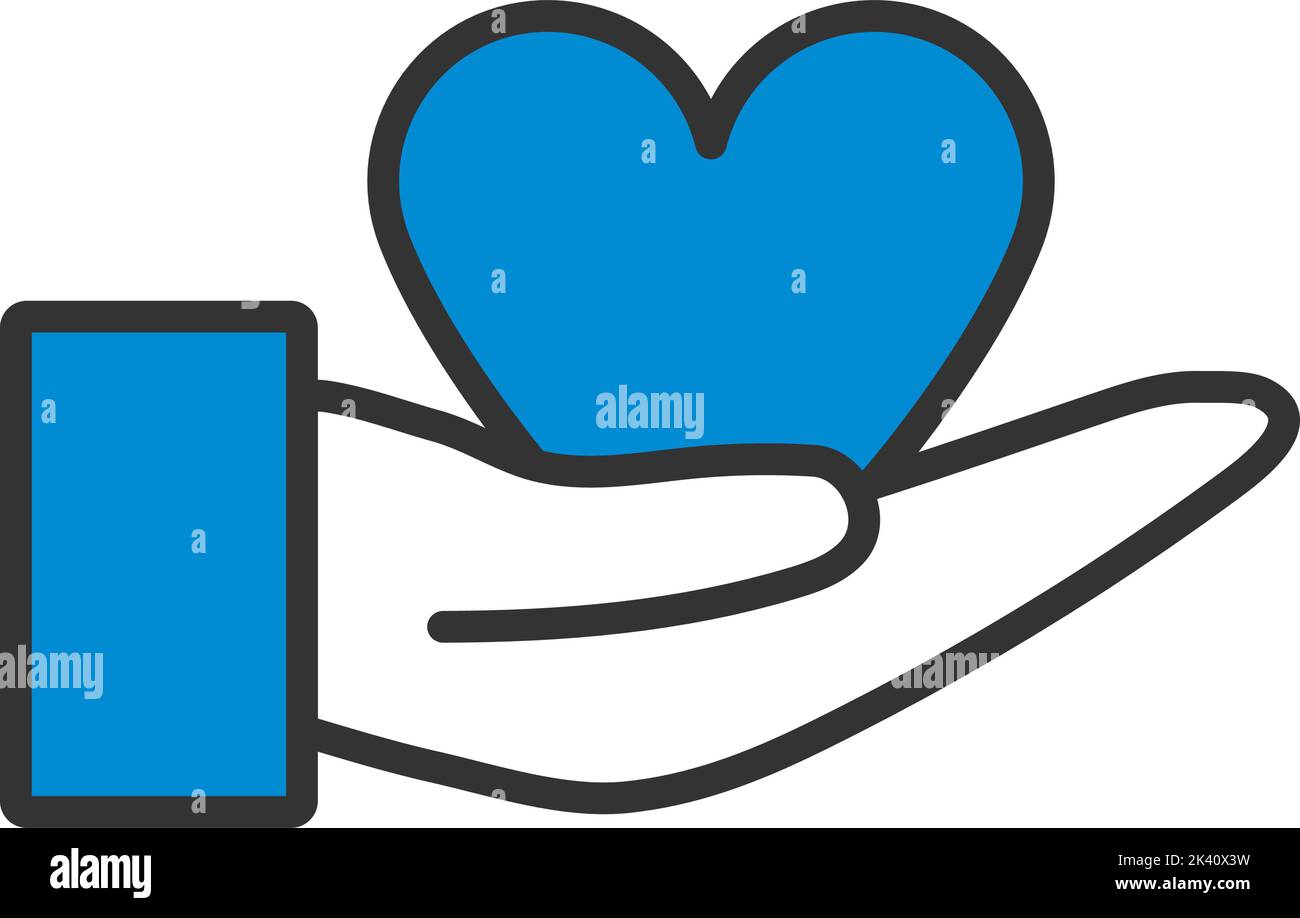Hand Present Heart Ring Icon. Editable Bold Outline With Color Fill ...