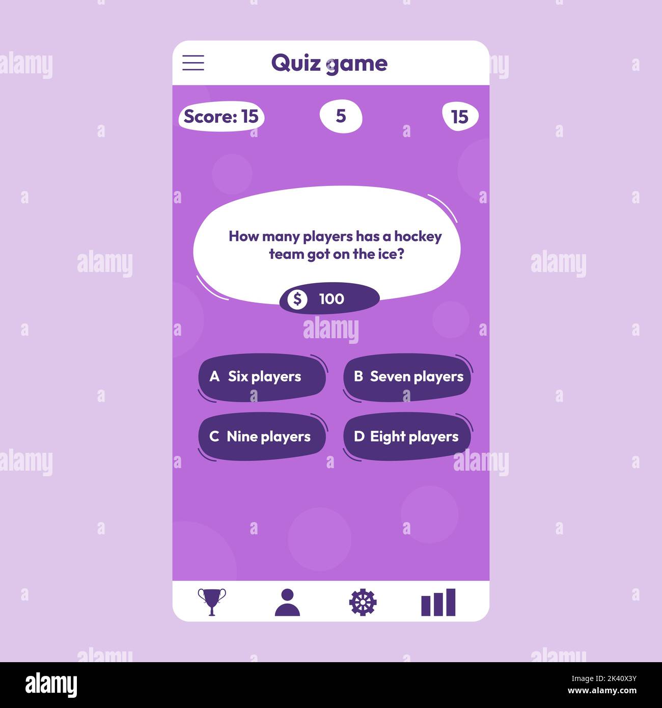 Quiz Test Lottery Millionaire Menu Template Quiz Game Frame Flat