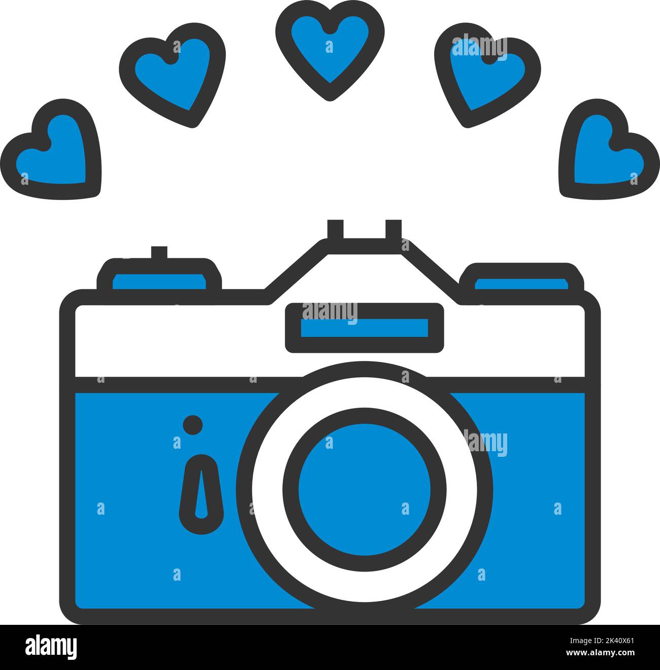 Camera With Hearts Icon. Editable Bold Outline With Color Fill Design ...