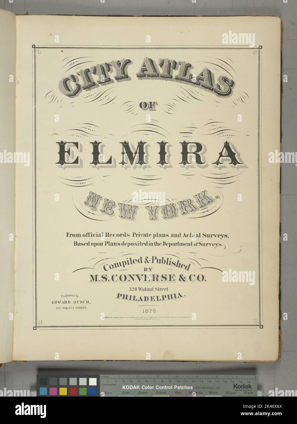 City Atlas of Elmira New York. Page Cartographic. Atlases, Maps. 1876 ...
