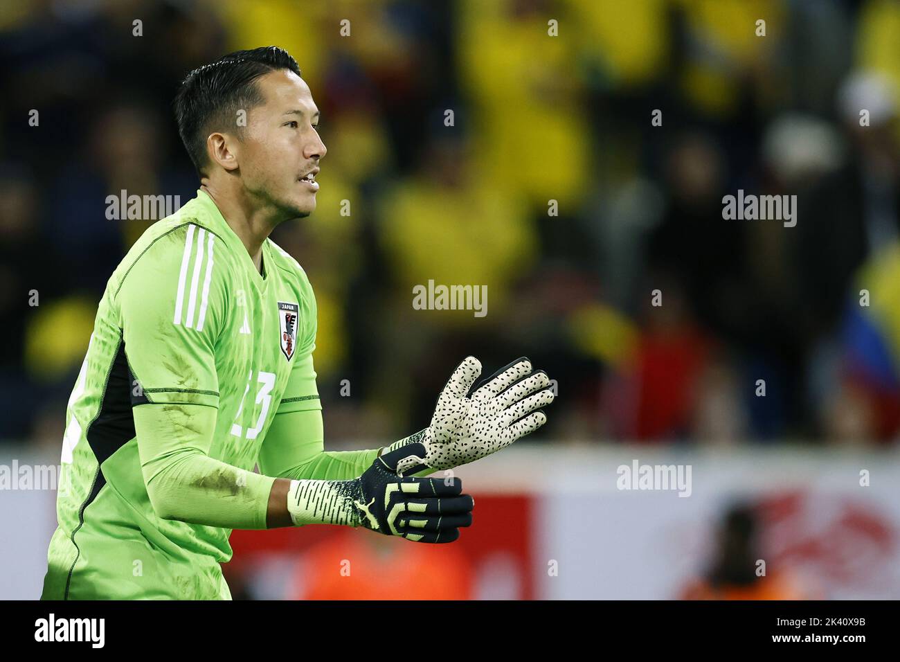 DUSSELDORF - Japan goalkeeper Daniel Schmidt during the international ...