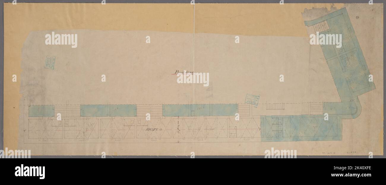 Manuscript map of building at the corner of Robinson Street and ...