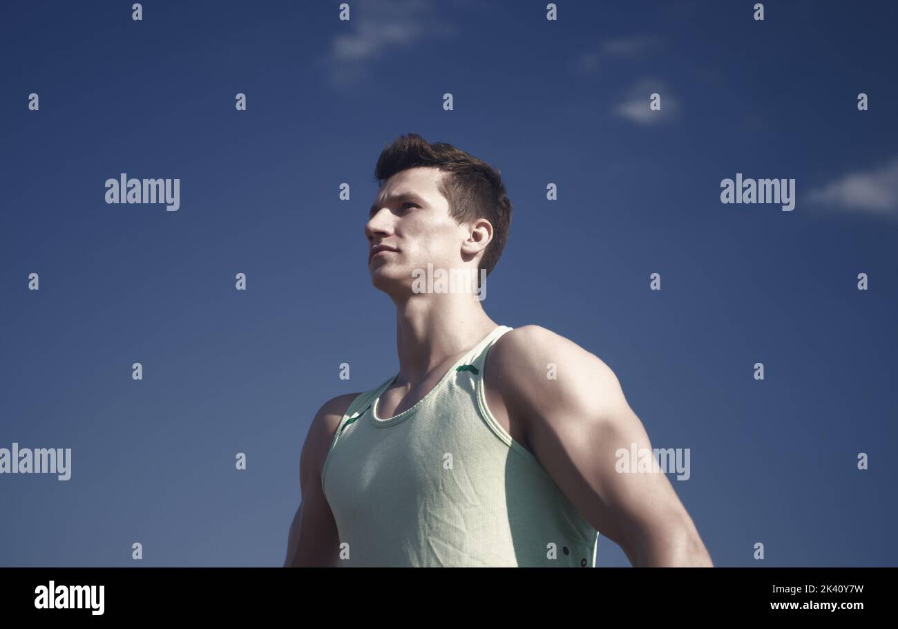 Fitness model with muscular hands, biceps, triceps, strong muscles ...