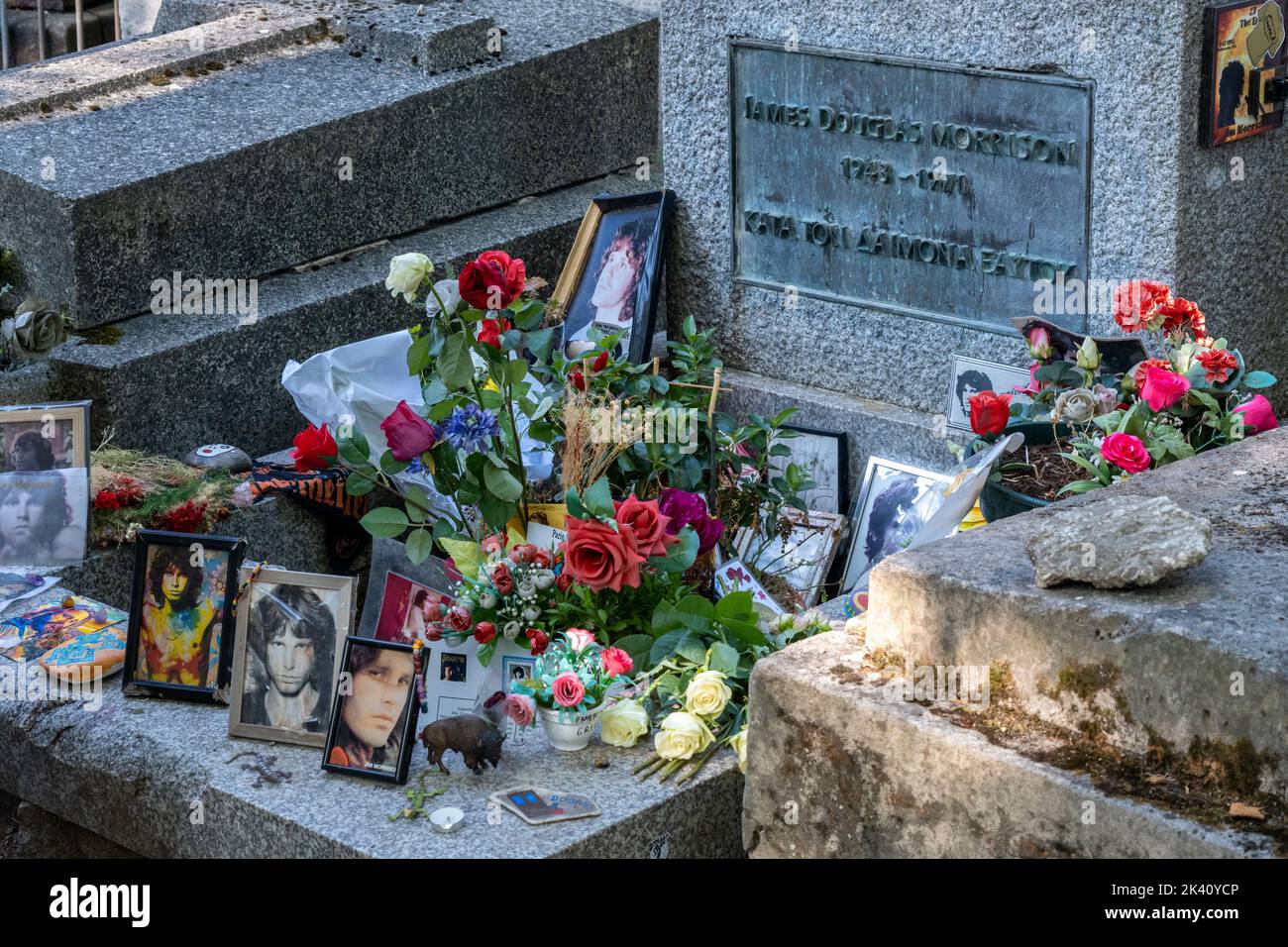 Paris, France - 31 August 2022: Jim Morrison Tombstone at Pere-Lachaise ...