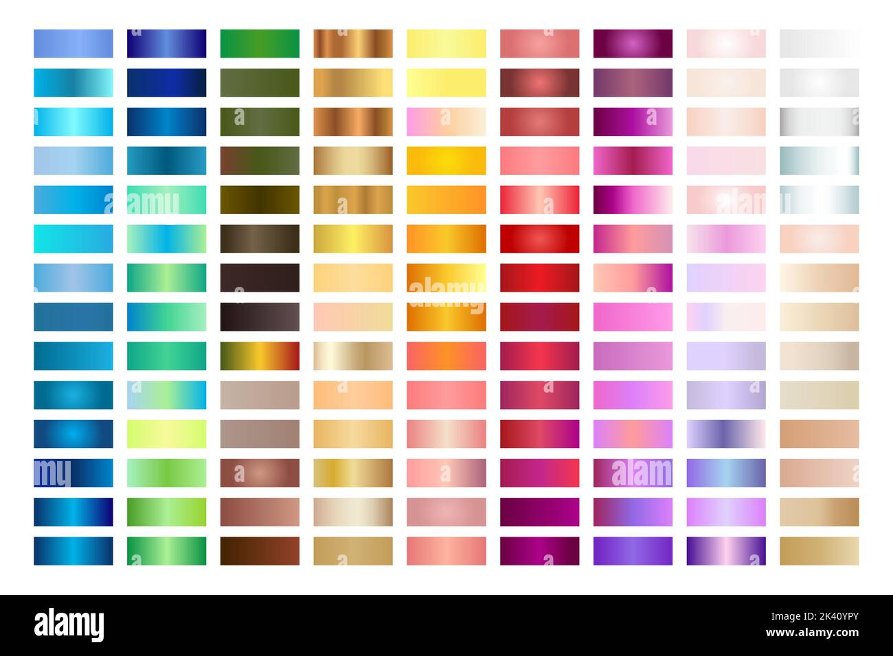 Metal Gradient Collection of Color Swatches Palette Stock Vector Image ...