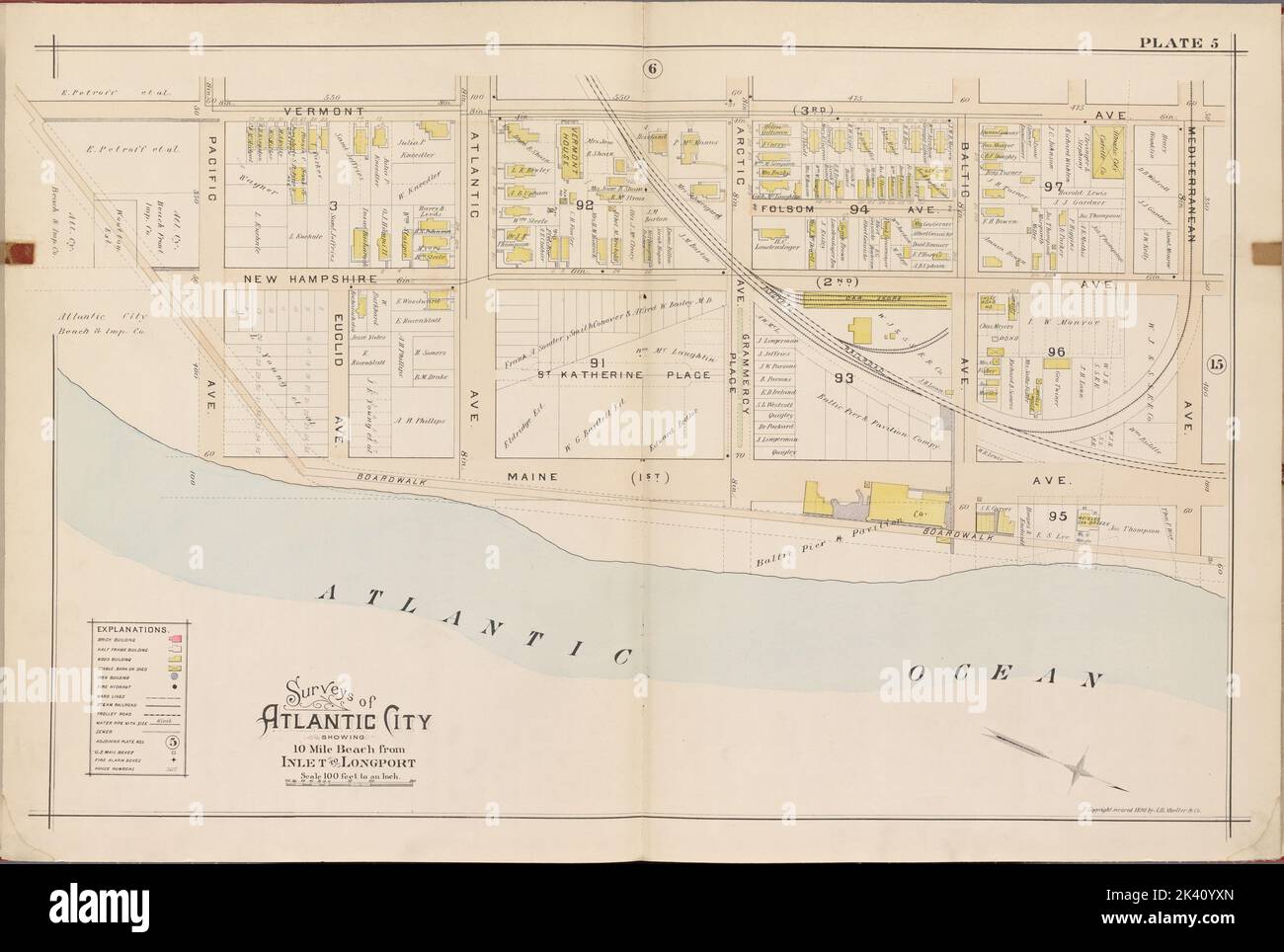 Atlantic City, Double Page Plate No. 5 Map bounded by Vermont Ave ...