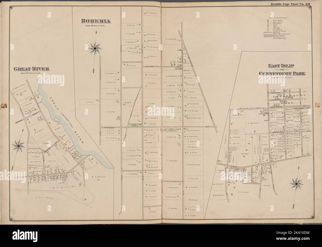 Suffolk County, V. 1, Double Page Plate No. 13 Map bounded by Great ...