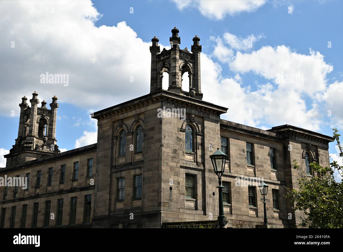 An exterior view of the architectural detail of an art gallery building ...