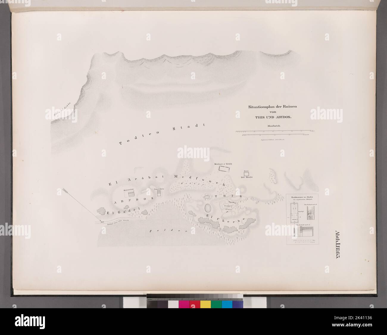 Situationsplan der Ruinen von This und Abydos. 1849 - 1856. Lepsius ...