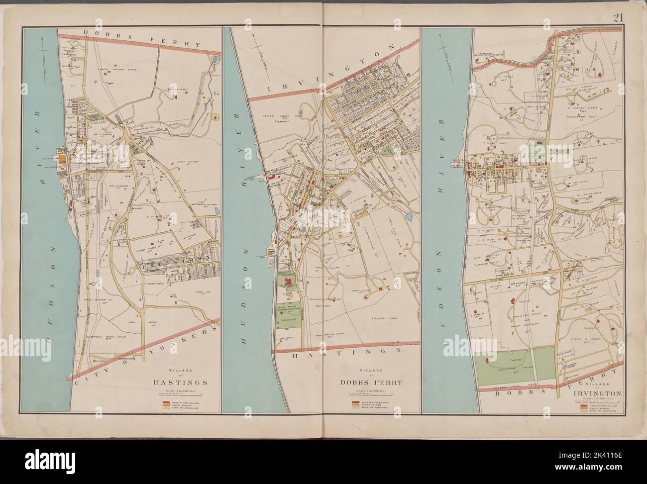Westchester, Double Page Plate No. 21 Map of village of Hastings ...