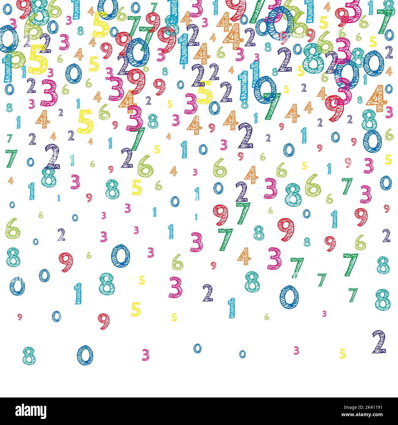 Falling colorful orderly numbers. Math study concept with flying digits ...