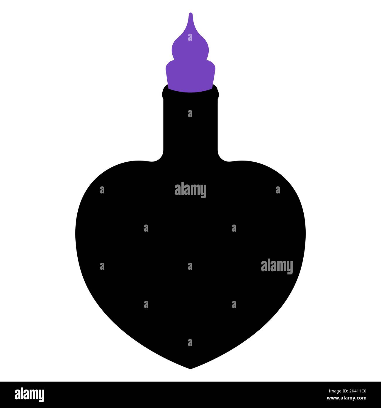 Poison bottle. Silhouette. Heart shaped vessel. The bottle is closed ...