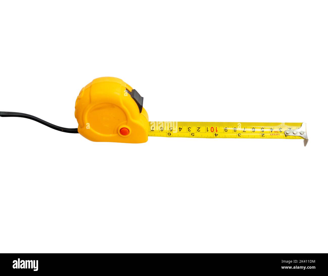 Yellow measuring tape isolated on white background Stock Photo - Alamy