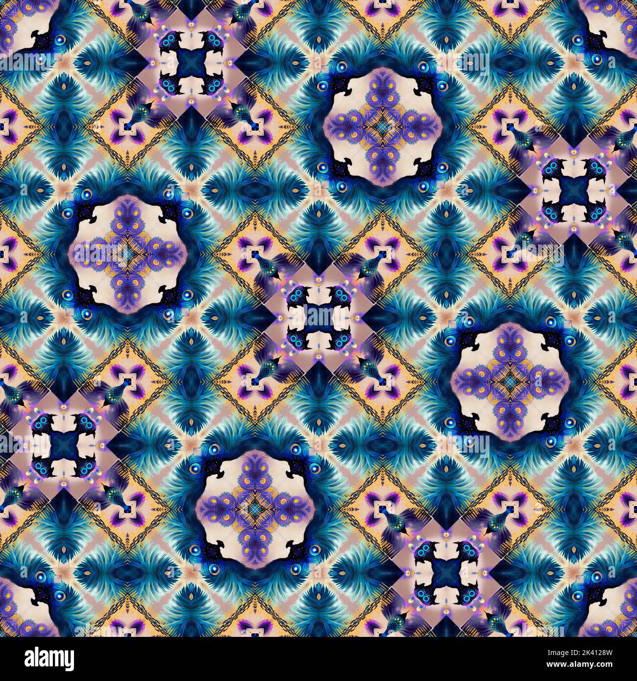 Brilliant peacock eye geometric wallpaper pattern. Elegant blur shimmer ...