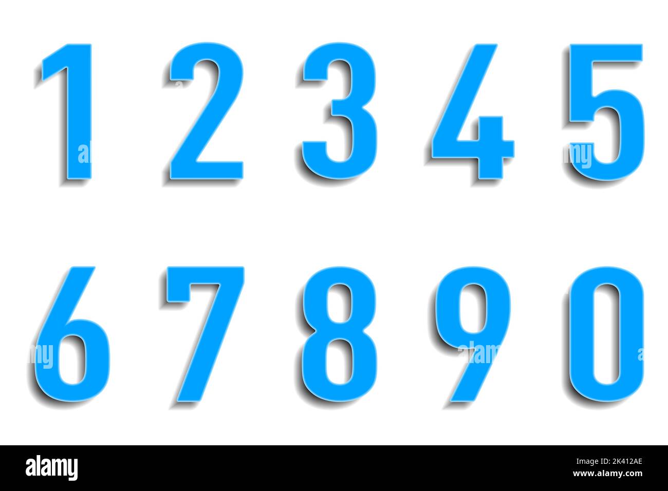 blue set number with shadow on white background. Vector illustration ...