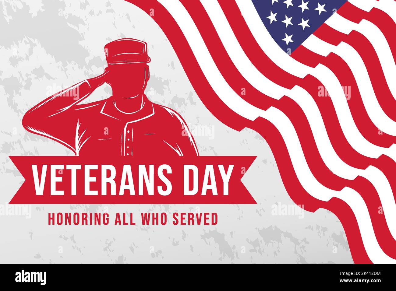 veterans day with the flag of America and silhouette saluting Stock ...