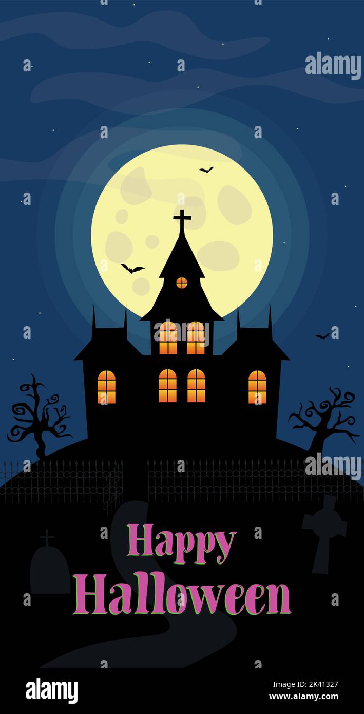Moon creepy house icon Stock Vector Images - Alamy