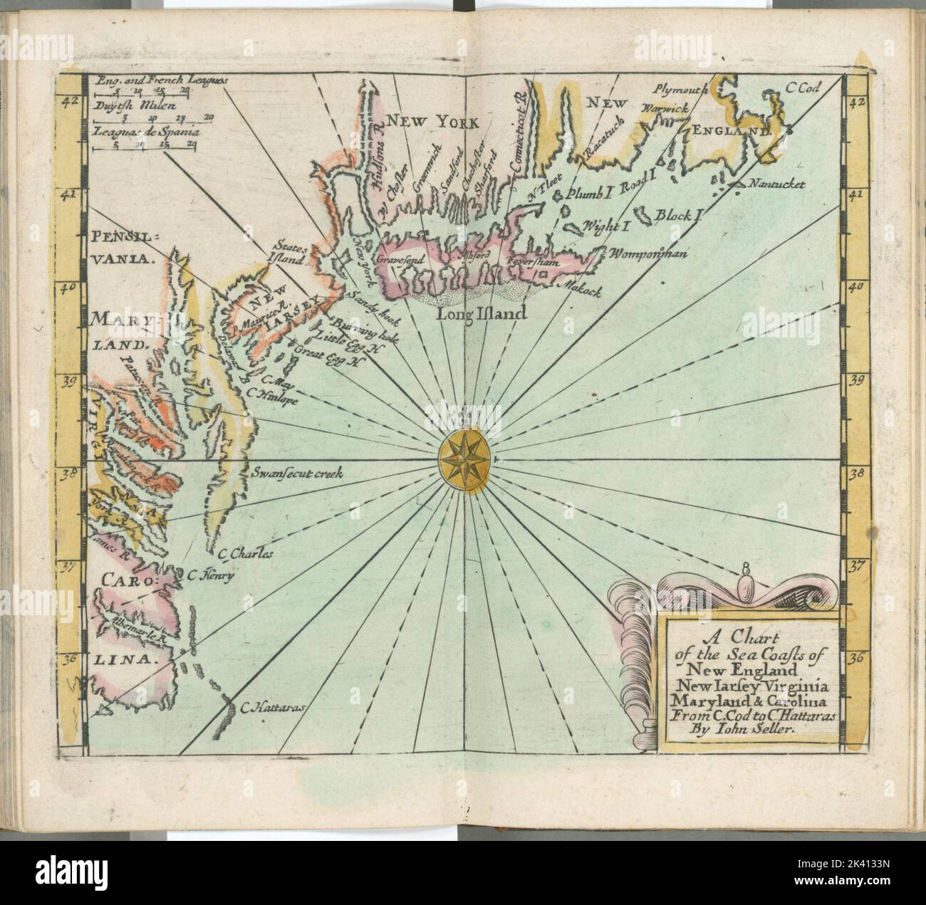 A chart of the sea coasts of New England, New Iarsey, Virginia ...