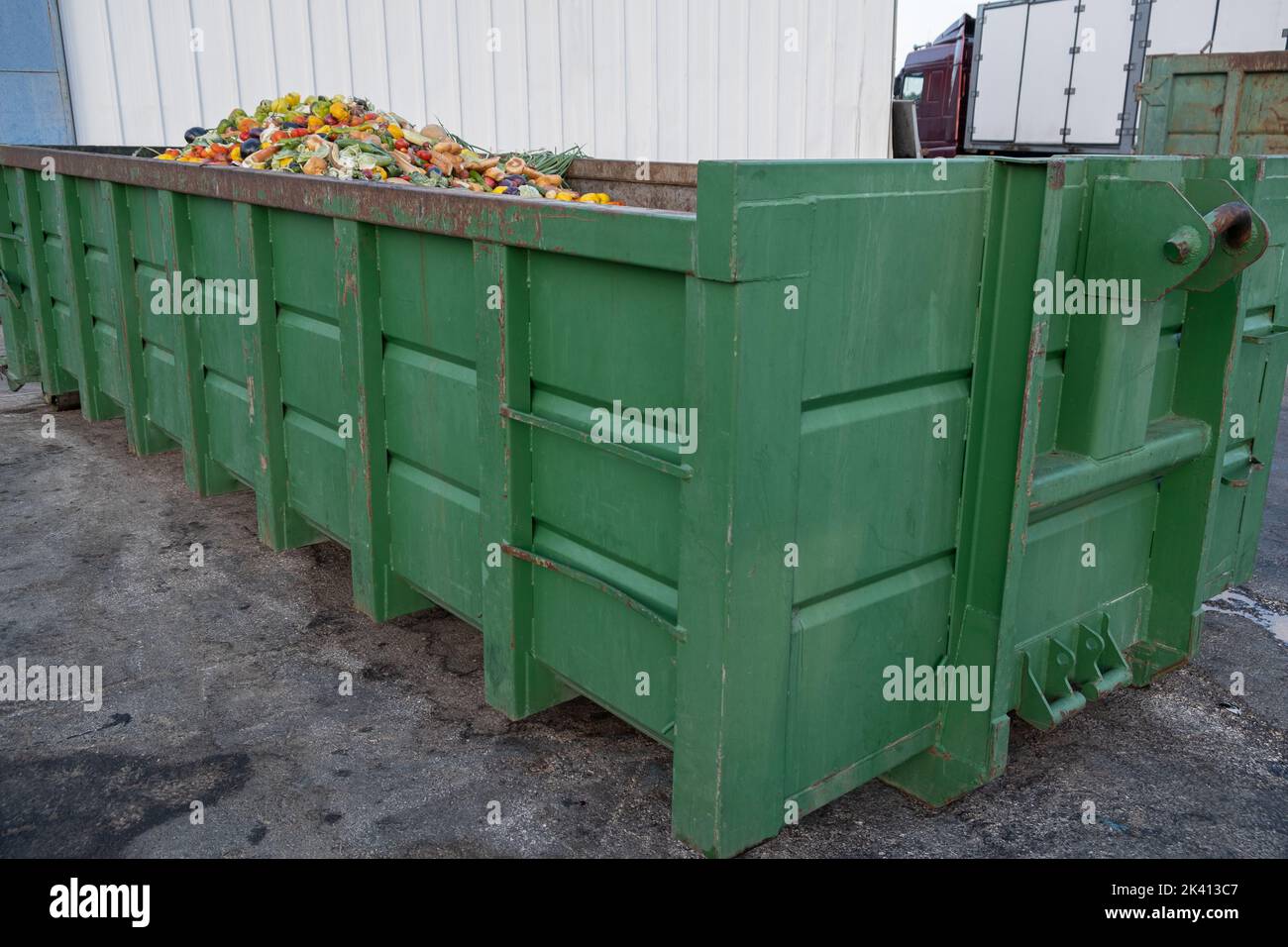 Expired food Organic bio waste. Mix Vegetables and fruits in a huge ...