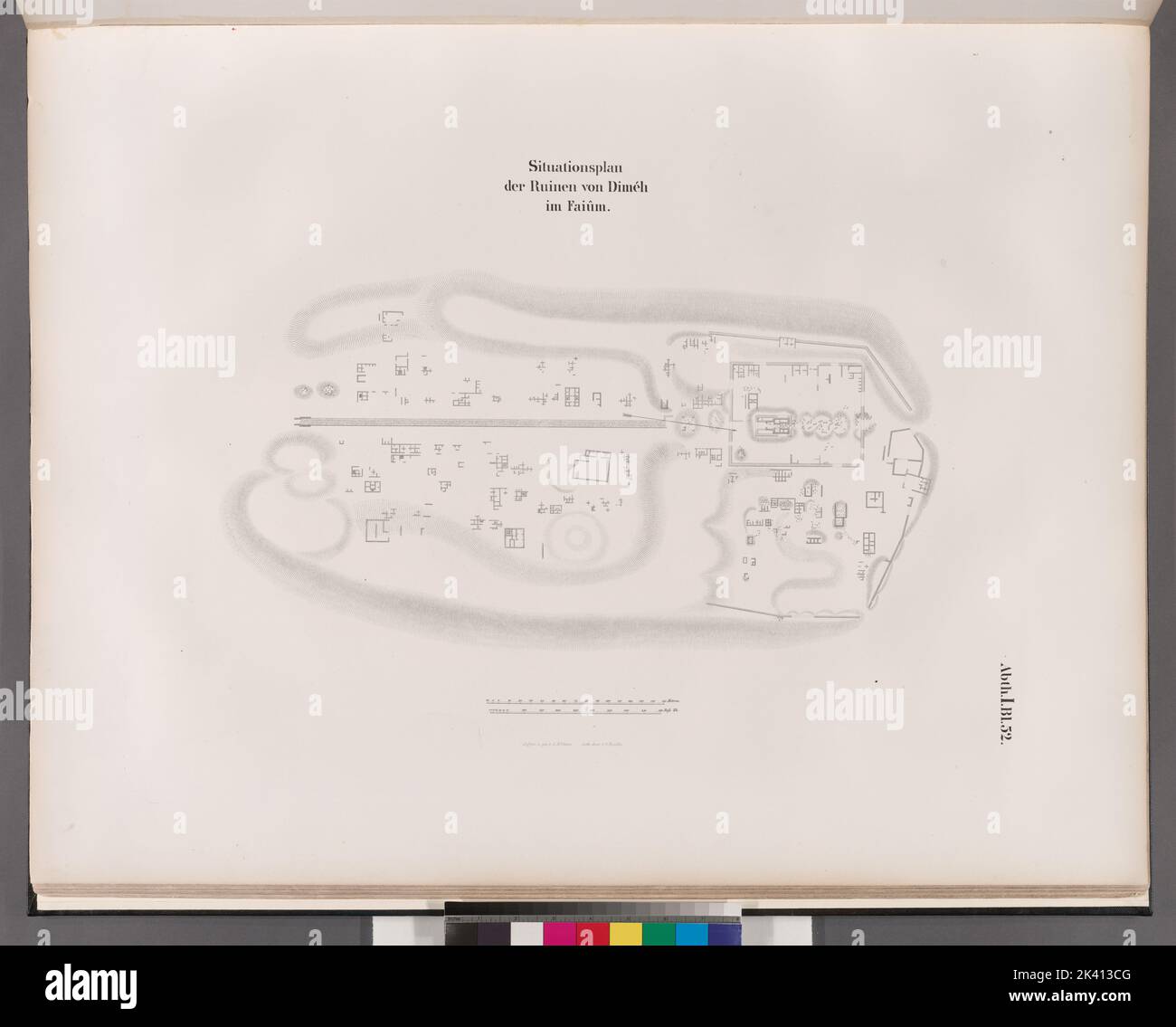 Situationsplan der Ruinen von Diméh Dîmay im Faiûm Fayyûm. 1849 - 1856 ...