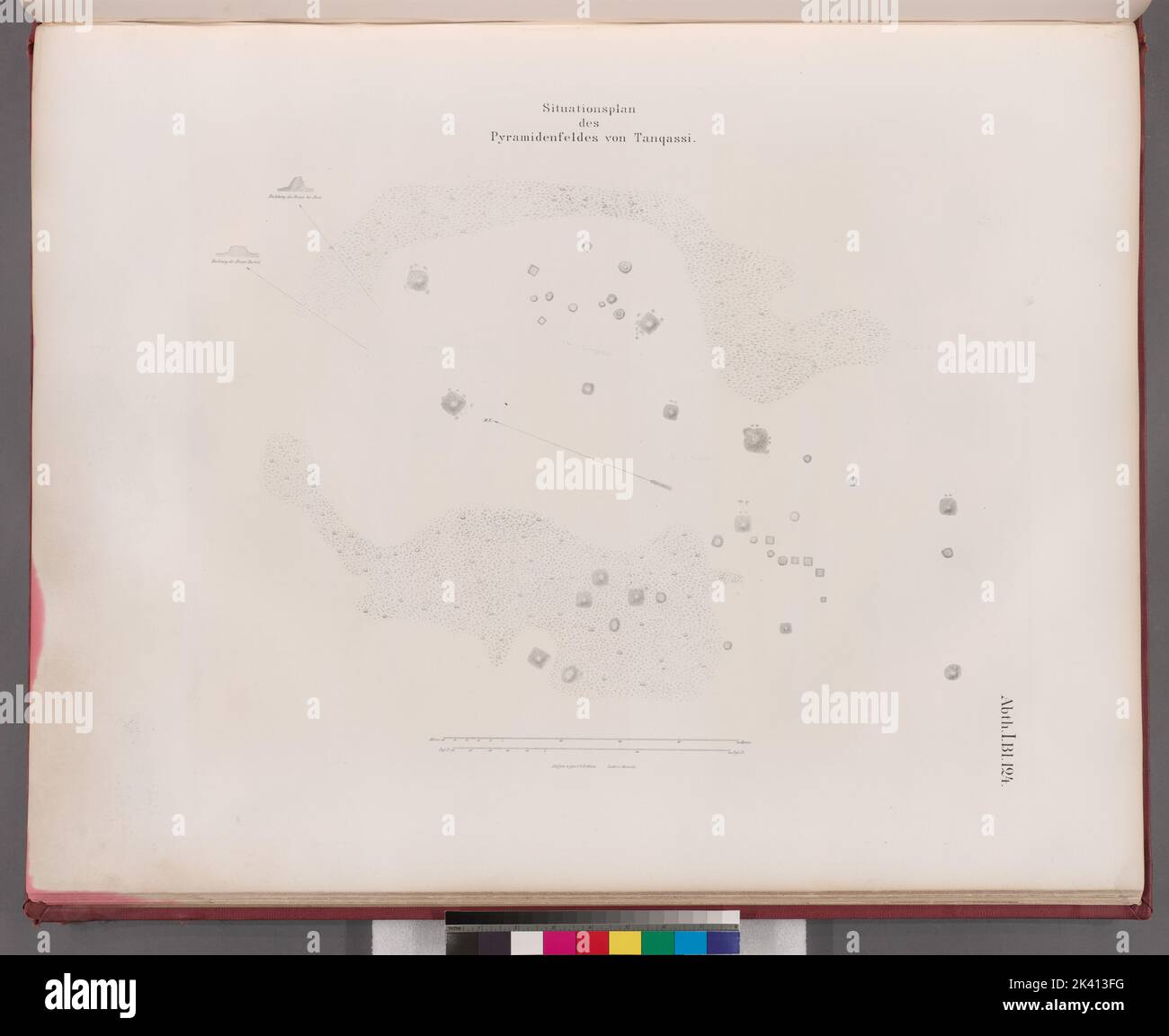 Situationsplan des Pyramidenfeldes von Tanqassi. 1849 - 1856. Lepsius ...