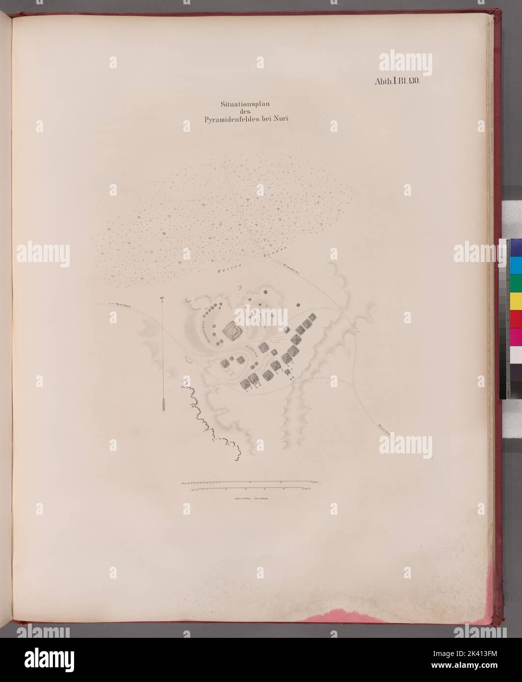 Situationsplan des Pyramidenfeldes bei Nuri. 1849 - 1856. Lepsius ...