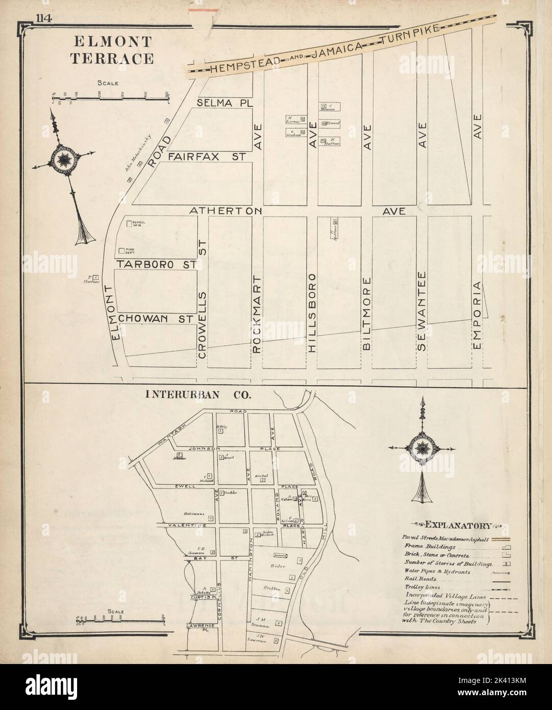Elmont Terrace; Interurban Co. Cartographic. Atlases, Maps. 1914 ...