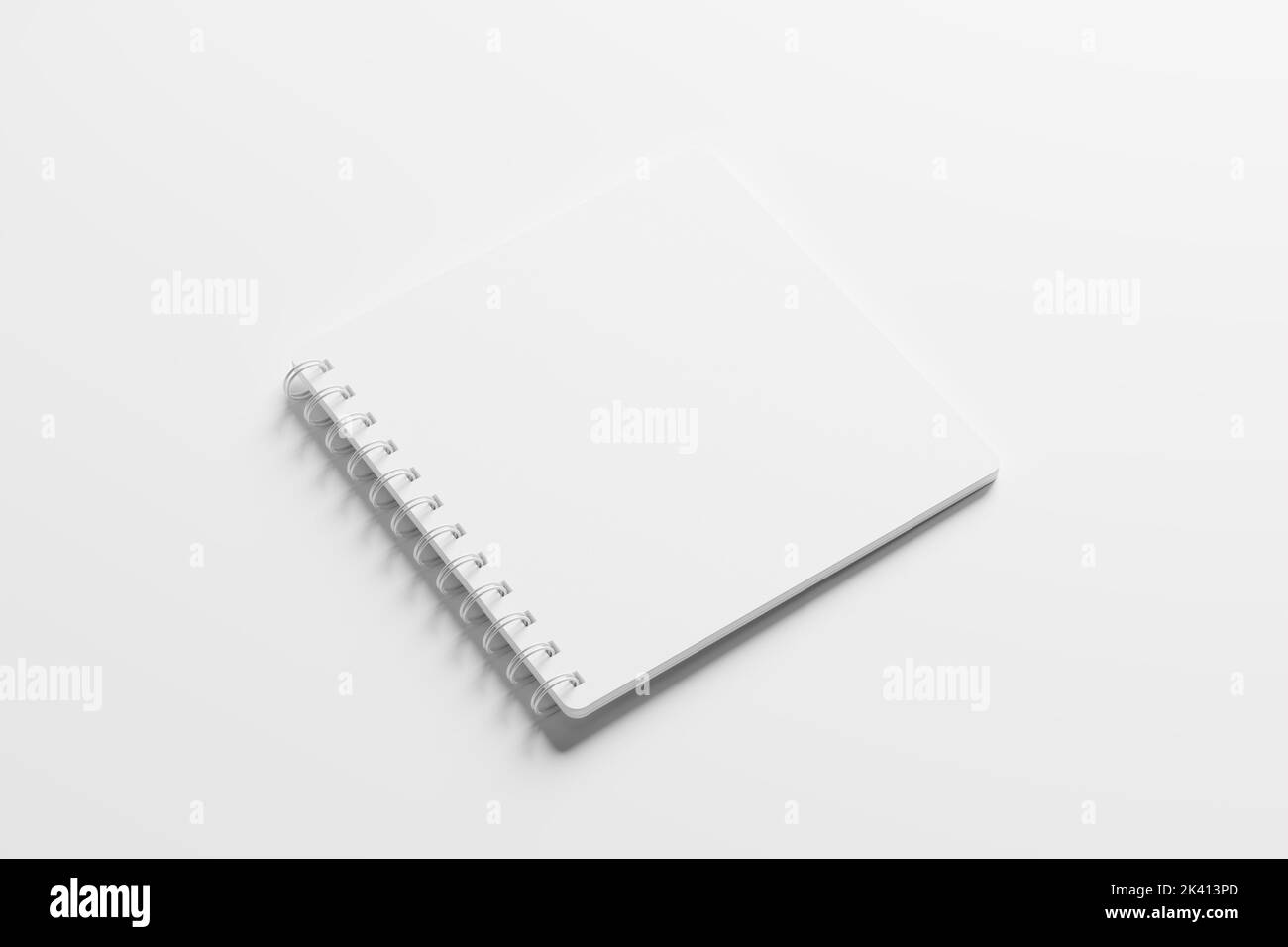 Square Spiral Notebook 3D Rendering White Blank Mockup Stock Photo - Alamy
