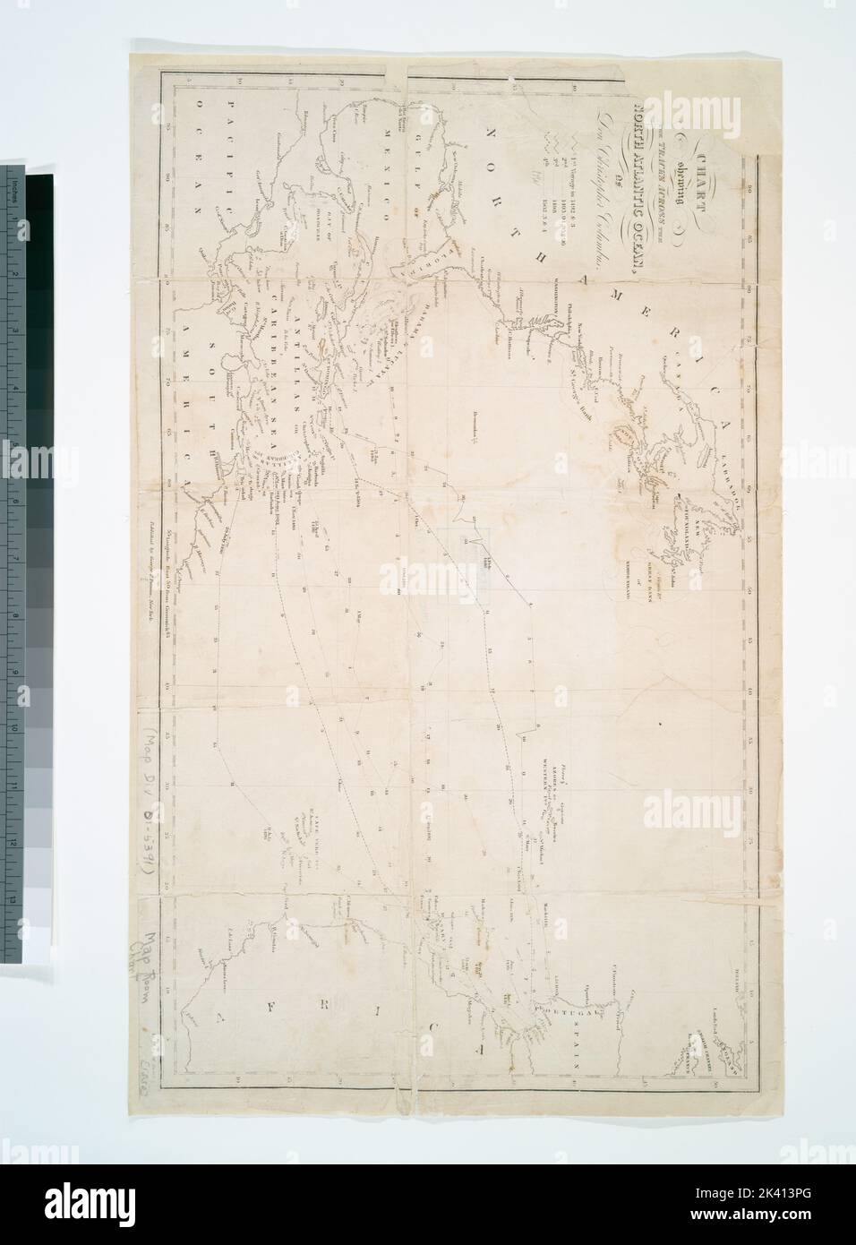 Chart shewing the tracks across the North Atlantic Ocean, of Don ...