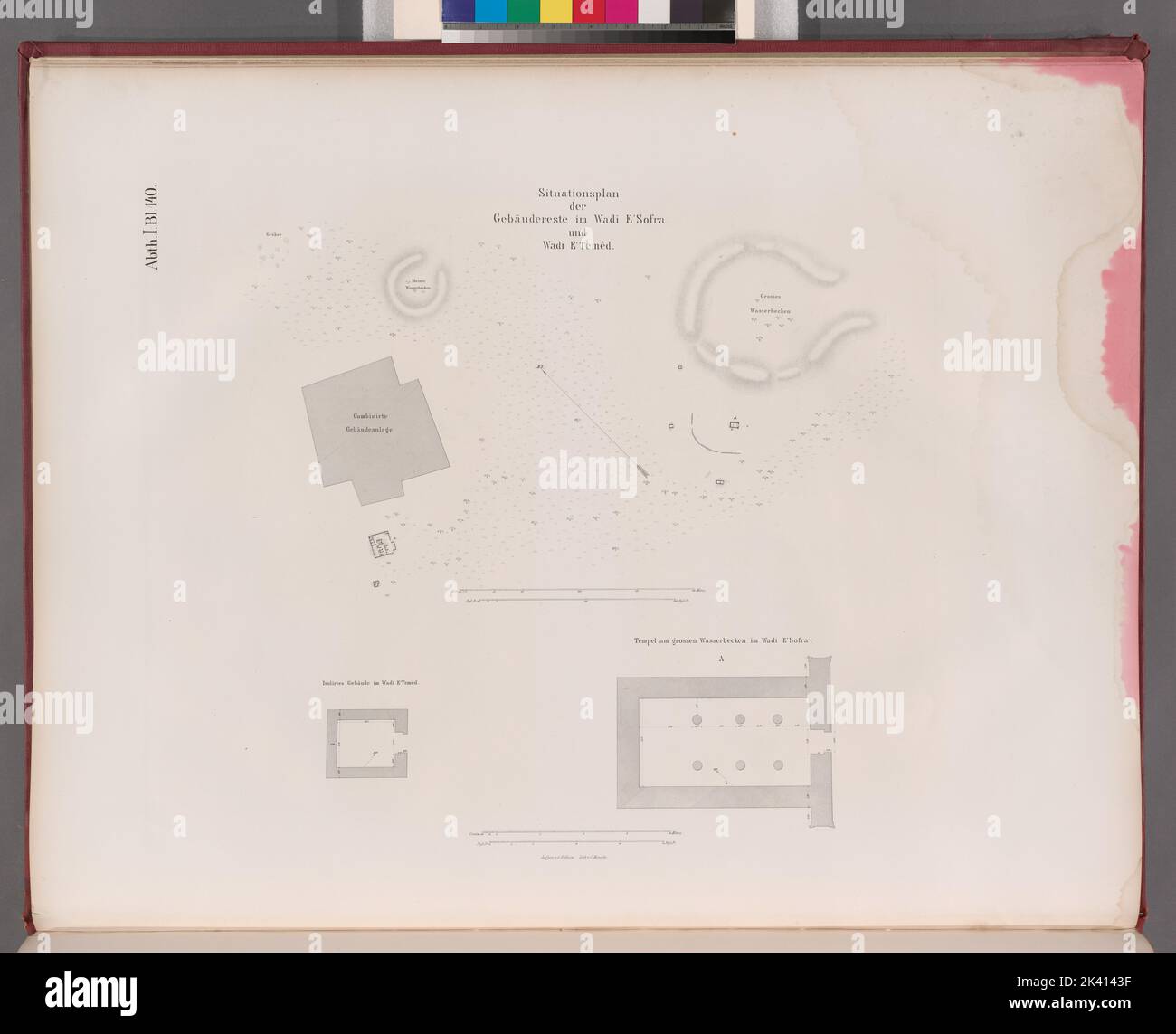 Situationsplan der Gebäudereste im Wadi E'Sofra und Wadi E'Temêd. 1849 ...