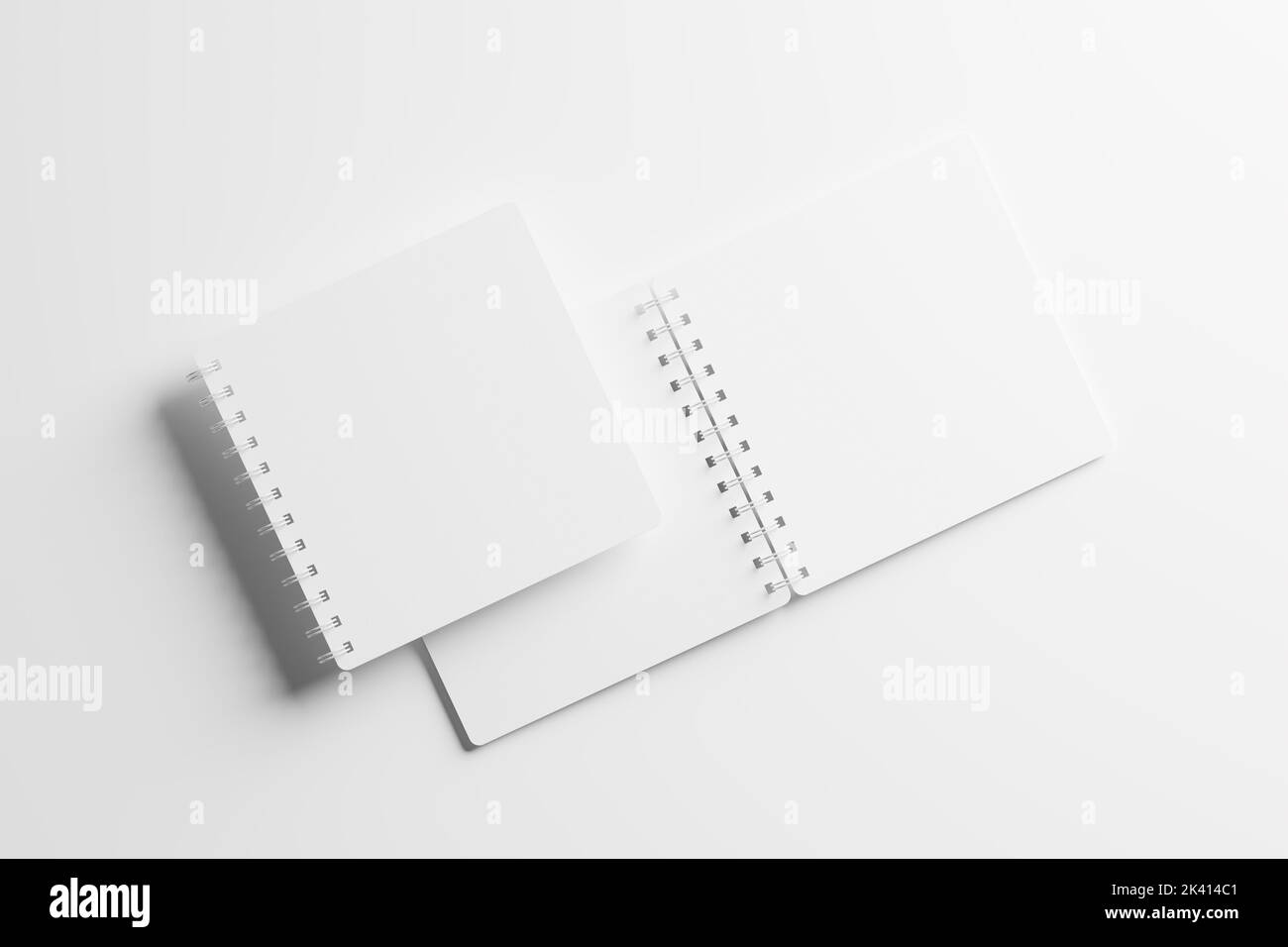 Square Spiral Notebook 3D Rendering White Blank Mockup Stock Photo - Alamy