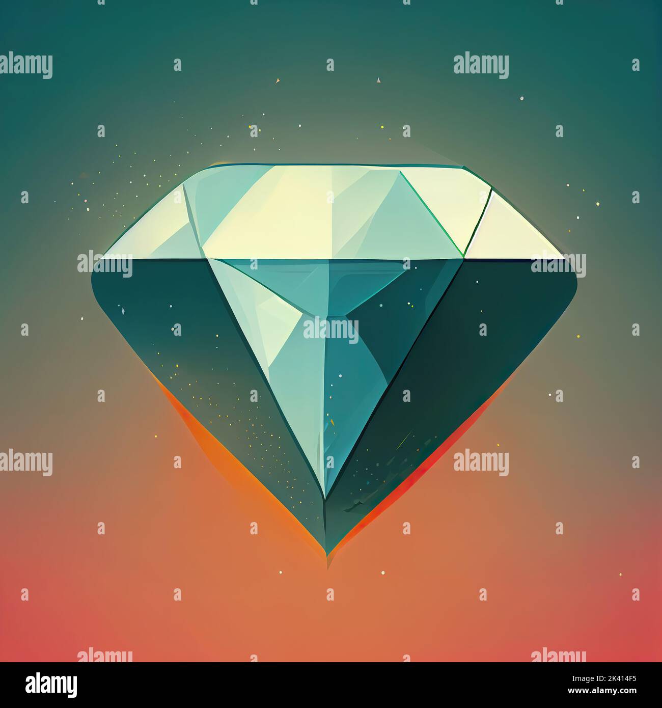 Stylized blue diamond flat illustration. Digital illustration Stock ...