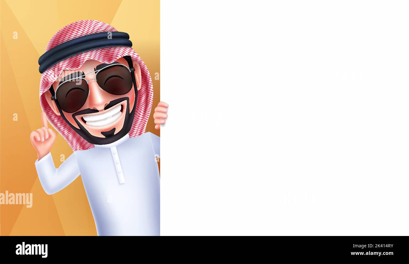 Saudi man character vector template design. Arab handsome male standing ...